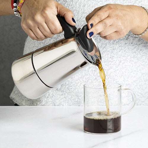 Primula Stainless Steel Espresso Maker, Soft Grip Handle